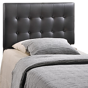 Modway Emily Tufted Button Faux Leather Upholstered Twin Headboard in Black