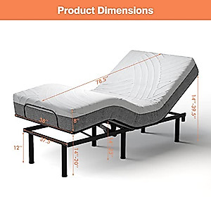KOMFOTT Adjustable Bed with Transformable Cutting Mattress, Electric Adjustable Bed with Remote Control, Independent Head & Foot Adjustment, LED Light & USB Ports, Mattress with CertiPUR-US Certified