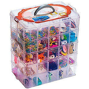 Sooyee 5 Layers Stackable Storage Container Clear 50 Adjustable Compartments,Compatible with Small Toys Arts and Crafts Piping Tips Hardware Storage Organizer