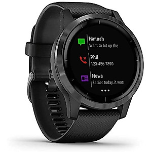 Garmin vívoactive 4, GPS Smartwatch, Features Music, Body Energy Monitoring, Animated Workouts and More, Black, with Kwalicable Cleaning Cloth