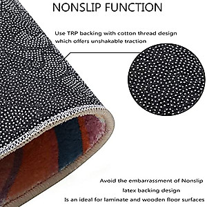 YoKii Vintage Abstract Small Area Rug 2x3 Faux Wool Hippie Aesthetic Colorful Striped Geometric Non-Slip Bathroom Rubber Backed Throw Rug for Kitchen Entryway Indoor Doormat, Orange and Blush