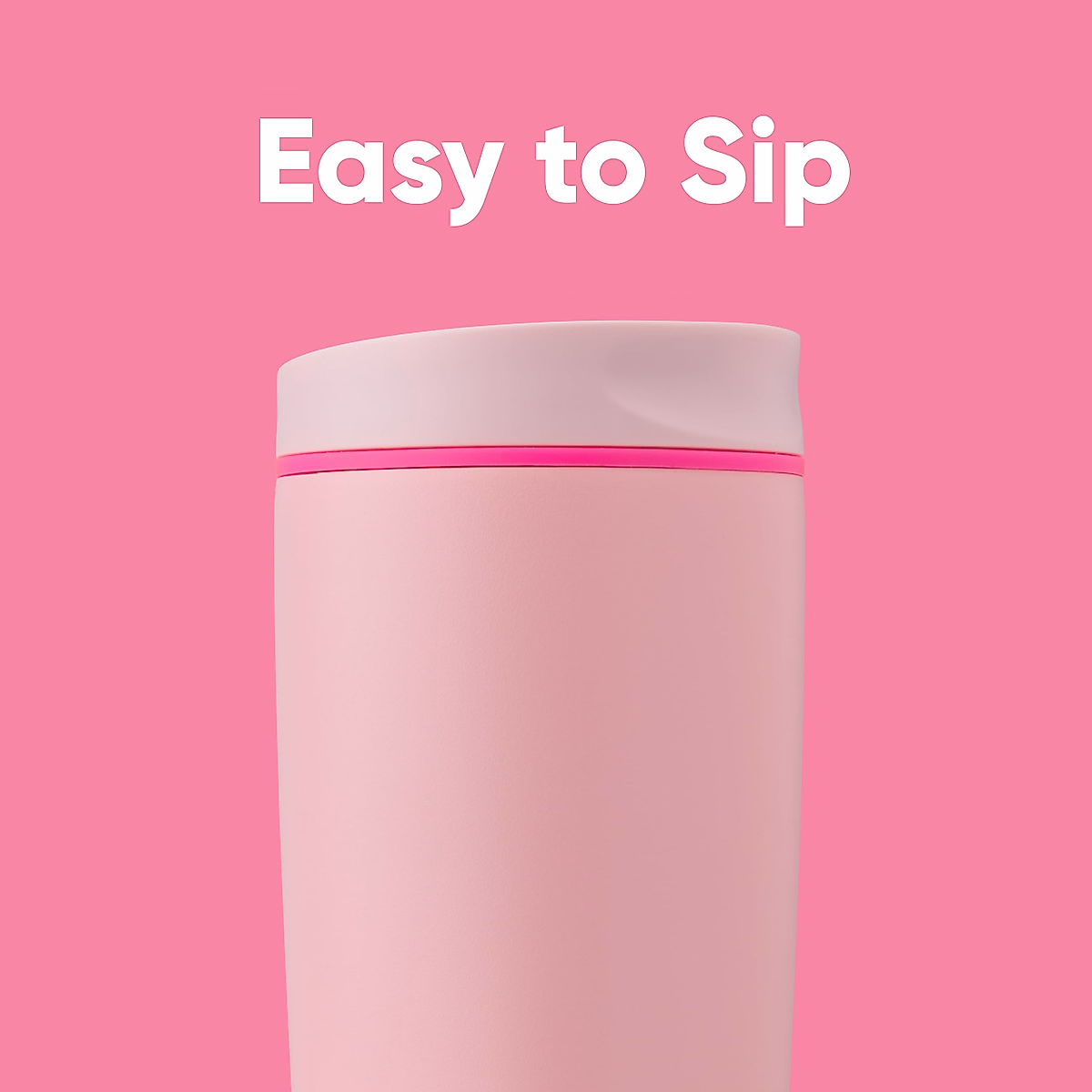 Owala SmoothSip Slider Insulated Stainless Steel Coffee Tumbler, Reusable Iced Coffee Cup, Hot Coffee Travel Mug, BPA Free 20 oz, Pink (Pucker Up)