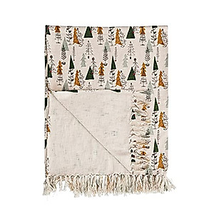 Creative Co-Op 60x50 Cotton Slub Printed Throw