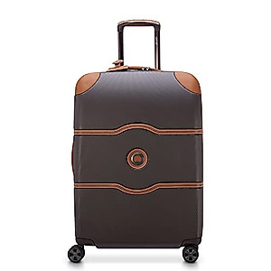 DELSEY Paris Chatelet Hardside 2.0 Luggage with Spinner Wheels, Chocolate Brown, Checked-Medium 24 Inch