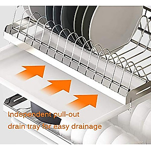 PLABCATNB Dish Storage Racks,Kitchen 201 Stainless Steel Wall-Mounted 2-Layer Dish Rack Drain Rack/Black/41.2 * 26.6 * 40.5Cm (Silver 41.2 * 26.6 * 40.5Cm)