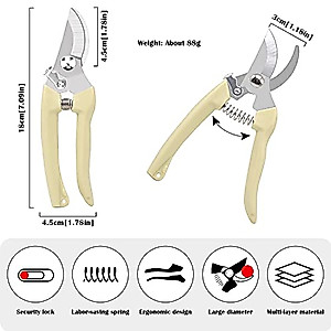 Sunnyac Garden Pruning Shears Scissors, 2 Pack Gardening Tools Hand Pruners, Floral Secateurs, Tree Trimmer, Clippers for Cutting Flowers and Plants, Trimming Branches, Bonsai, Fruits Picking (Color1)