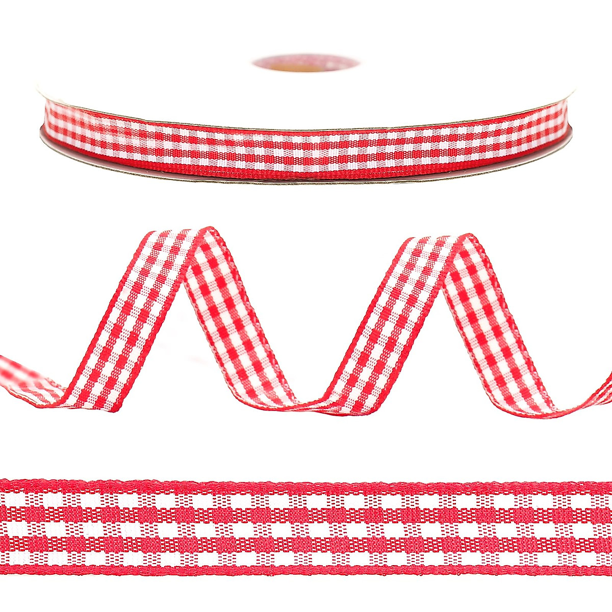 KINGLAKE Red Gingham Ribbon, 50Yd x 3/8" Red and White Gingham Ribbon, Red Checkered Craft Ribbon Cute Buffalo Plaid Ribbon for Christmas Wreath Decoration, Gfit Wrapping
