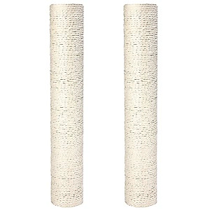 PowerKing Natural Sisal Replacement Scratching Post, 15.7'' 2 Pieces M8 Cat Scratch Post Refill Pole Parts for Refurbishment, Include Screws (White)