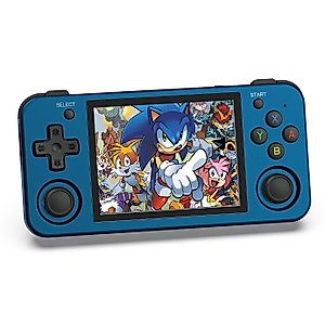RG353M Handheld Game Console , Aluminum Alloy CNC Process Dual OS Android 11 + Linux System Support 5G WiFi 4.2 Bluetooth Built-in 64G SD Card 4452 Games(Blue)