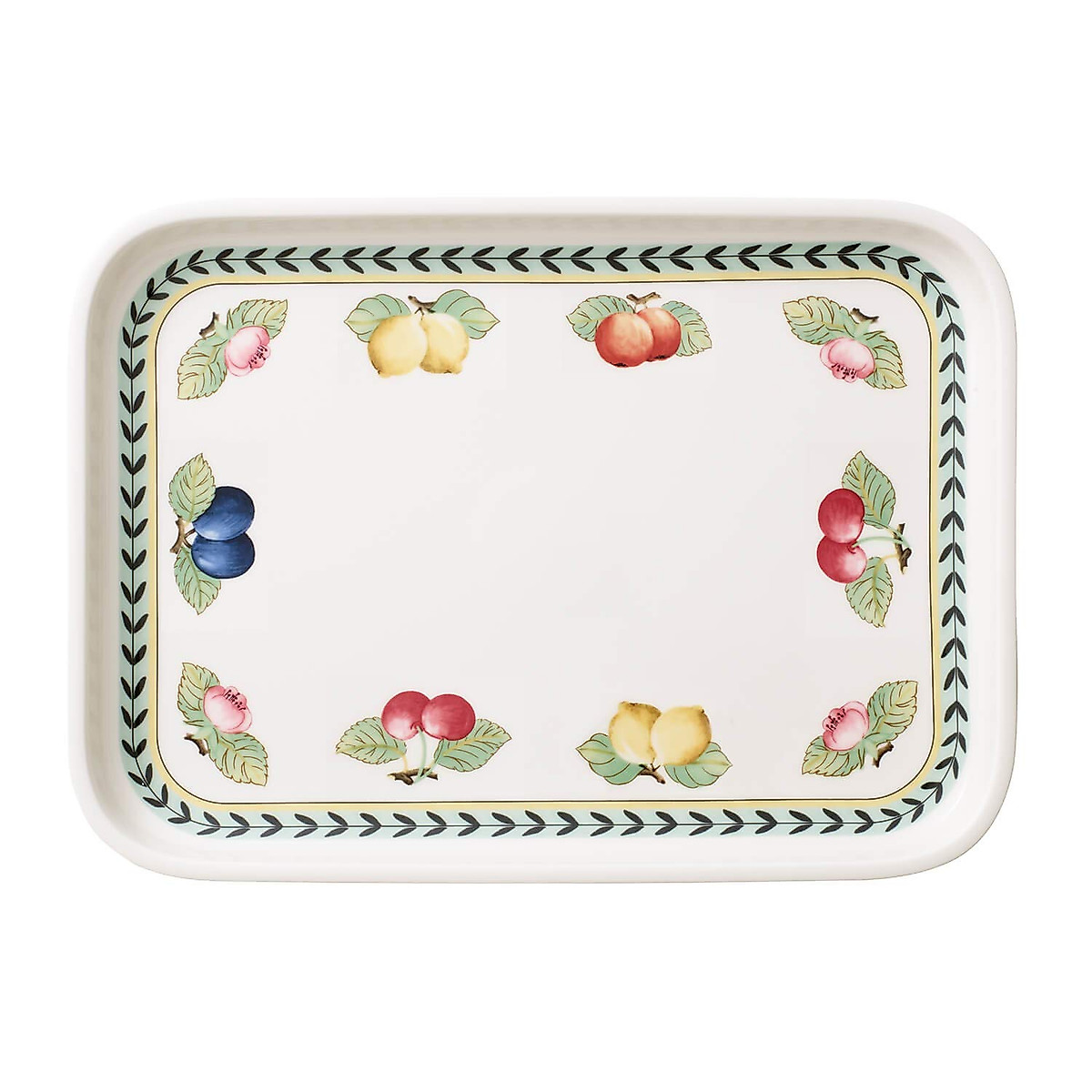 Villeroy & Boch French Garden Baking Rectangular Serving Plate/Lid, 14 x 10.25 in, White/Colorful