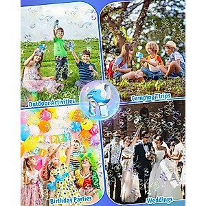 Boerfmo Bubble Gun - Bubble Machine for Kids - 8 Holes Bubbles Wands Blaster with LED Light, Bubble Solution & Batteries - Boys Toys Gifts for Ages 3+, for Outdoor Party, Easter Basket Stuffers