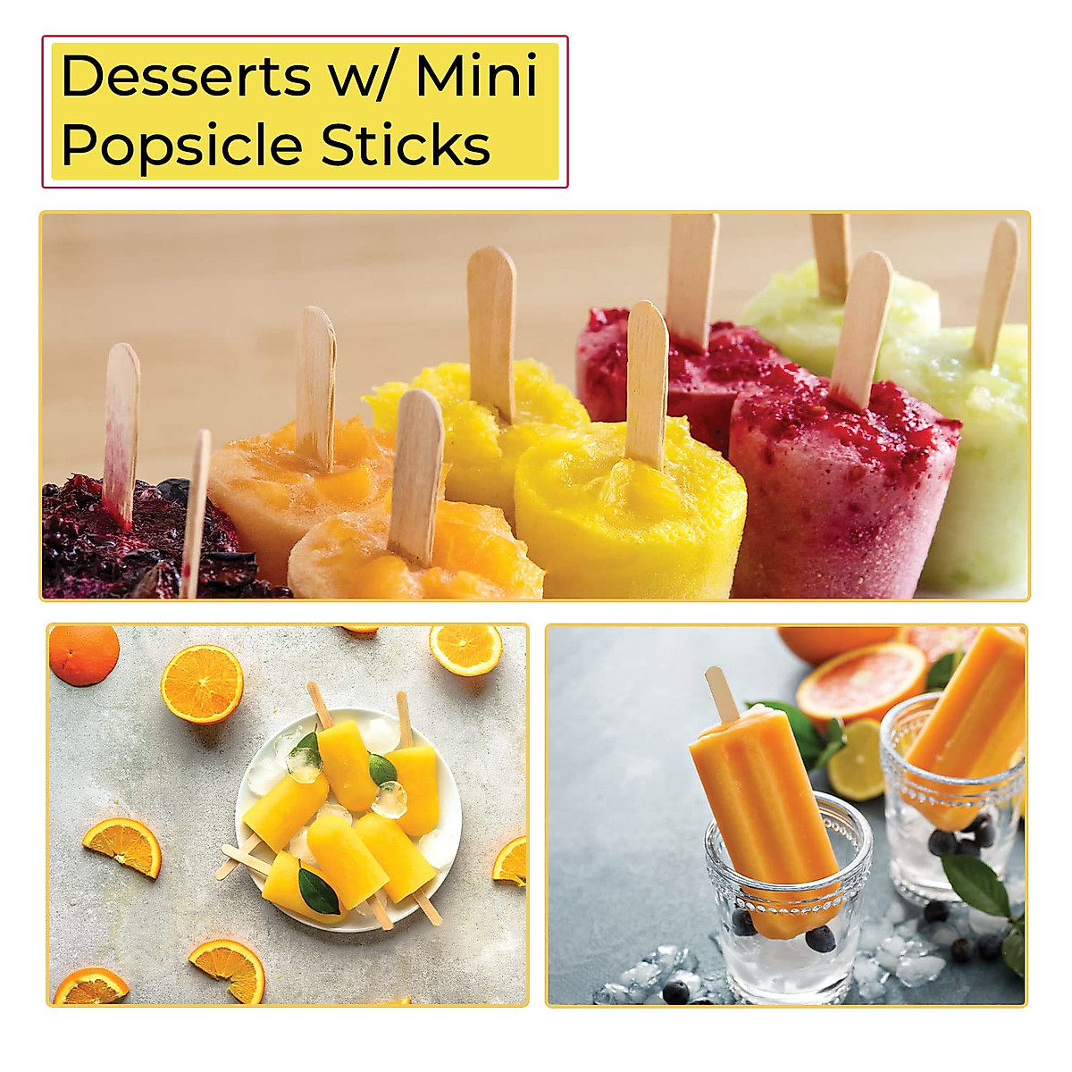 Apremont 300 Pcs Mini Natural Wooden Food Grade Craft Sticks - Ice Cream Stick - Popsicle - 3.5 inch Length - Suit Crafting, Stirring, Paddle, Waxing, Small Ice Pop Stick for DIY Kids Popcicle