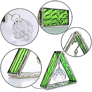 H&D HYALINE & DORA Handcrafted Pyramid in Stained Glass, Crystal Ball Prism Decor Stained Glass Window Sun Catcher Hangings Ornament, Home Table Wall Car Decor,Green