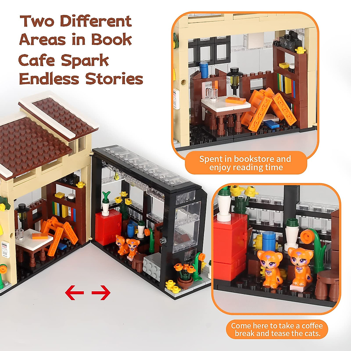 SUNHABI Girls Building Toy Friends Sets for Girls City Book Cafe with Cat Pets House Building Toy Compatible with Lego Sets for Girls 6-12 8-12 for Girls Boys 6-12, 640PCS