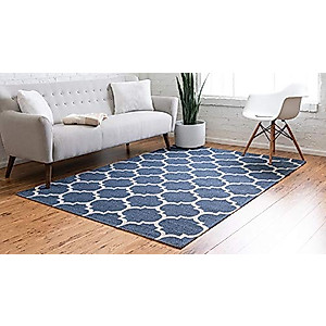 Rugs.com Georgia Collection Rug – 7' x 10' Navy Blue Flatweave Rug Perfect for Living Rooms, Large Dining Rooms, Open Floorplans
