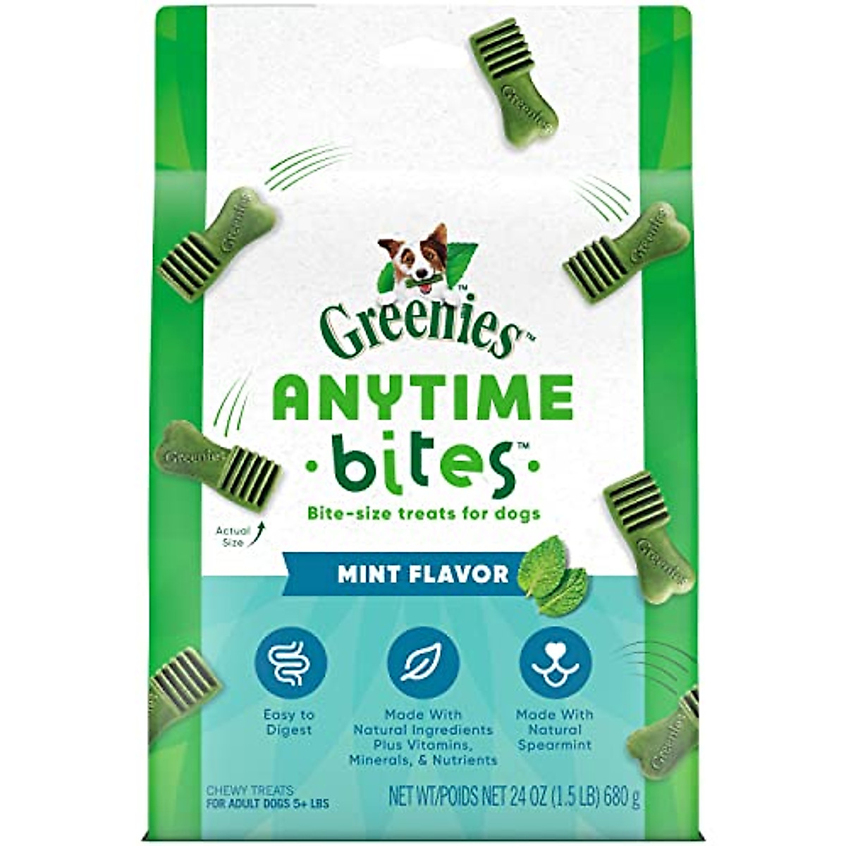 Greenies Anytime Bites Dog Treats, Mint Flavor, 24 oz. Bag