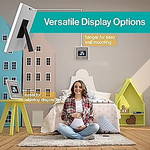 1Dino Premium Baby Sonogram Keepsake Picture Frame, Ultrasound Frame - 8.5" x 8.5" White/Grey Wood Photo Frame - Gift Idea for Expecting Parents, Baby Shower, First Time Mom/Dad Gifts, Nursery Decor