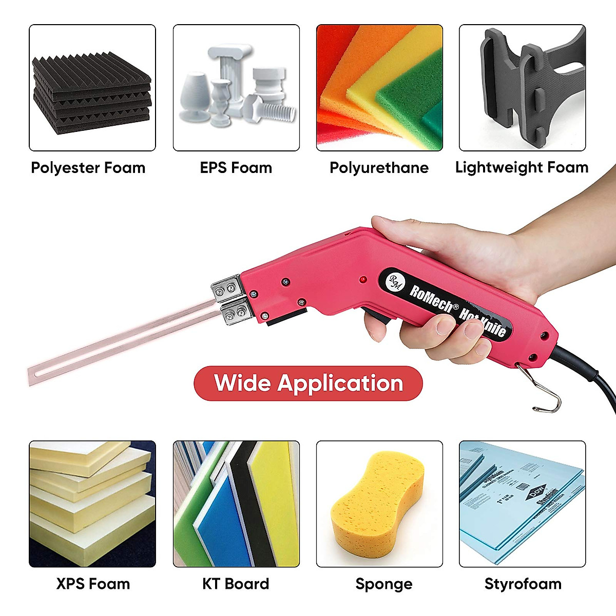 ROMECH Foam Cutter Pro Electric Hot Knife, 200W Styrofoam Cutting Tool Kit- with Heavy-duty Case Blades & Accessories RM-005 (200W)