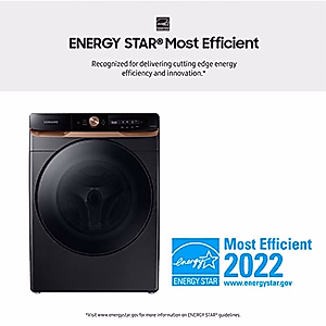 SAMSUNG 4.6 Cu Ft AI Smart Dial Front Load Washer, Large Capacity Machine, Stackable for Small Spaces, 28 Min Super Speed Clothes Washing, Energy Star Certified, WF46BG6500AVUS, Brushed Black