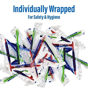 144 Bulk Toothbrushes Individually Wrapped Disposable Toothbrushes Soft Bristles Verity of Fun Colors Perfect for Travel, Giveaways, Hotels,