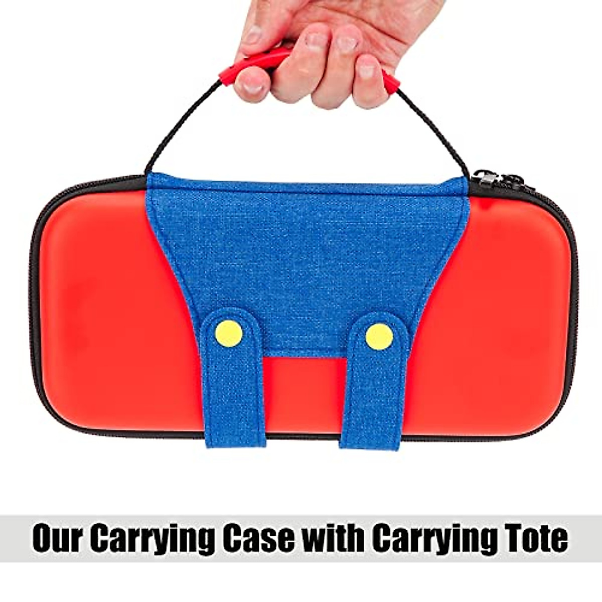 AMORBASE Switch Case Compatible with Nintendo Switch & Switch OLED - 20 Games Holder Protective Hard Shell Travel Carrying Case Pouch for Console & Accessories (Red)