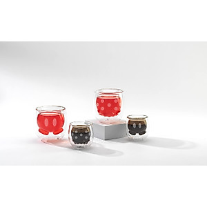 JoyJolt Mickey Pants and Minnie Skirt 3D 2oz Espresso Cups. Double Walled Espresso Glasses (2pc) Small Double Wall Glass Coffee Cups. Demitasse Cups, Espresso Measuring Cup or Liqueur Shot Glasses