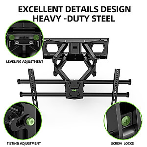 USX MOUNT Full Motion TV Wall Mount for 42"-80" TVs, Swivel and Tilt TV Mount , Wall Mount TV Bracket with Articulating 6 Arms, Max VESA 600x400mm, 110 lbs, 16" Wood Studs with Wall Drilling Template