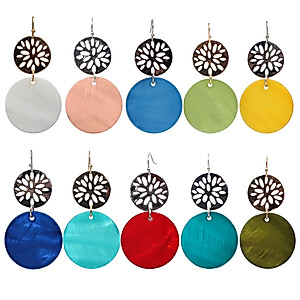 Jules D. Natural Shell Tear Drop Earrings Trendy Fashion Dangling Earring for Women (Teal)