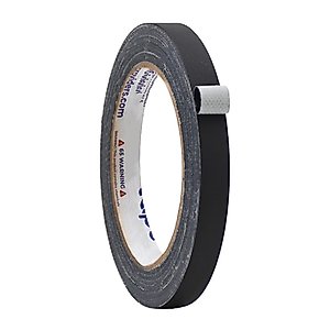 WOD GTC12 Gaffer Tape, Black Low Gloss Finish Film, 1/2 inch x 60 ft. Residue Free, Non Reflective Cloth Fabric, Secure Cords, Water Resistant, Photography, Filming Backdrop, Production