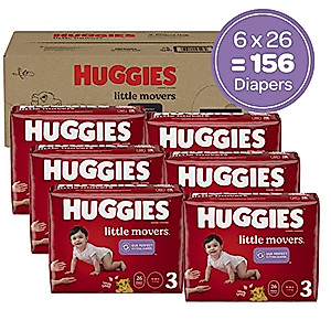 Baby Diapers Size 3 (16-28 lbs), 156 Ct, Huggies Little Movers