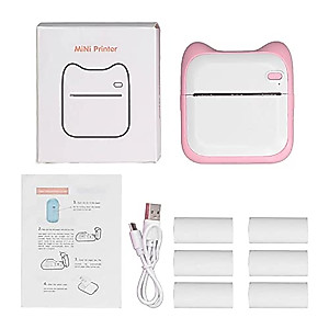 Kelepu Mini Picture Printer Bluetooth Thermal Printer USB Charging Portable Mini Picture Printer Pink 203DPI 1000mAh