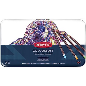 Derwent Colorsoft Pencils, 4mm Core, Metal Tin, 36 Count (0701028)