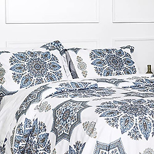 Infinity Collection - Premium Quality, Soft, Wrinkle, Fade, & Stain Resistant, Easy Care, Oversized Duvet Cover Set, King/California King, Blue