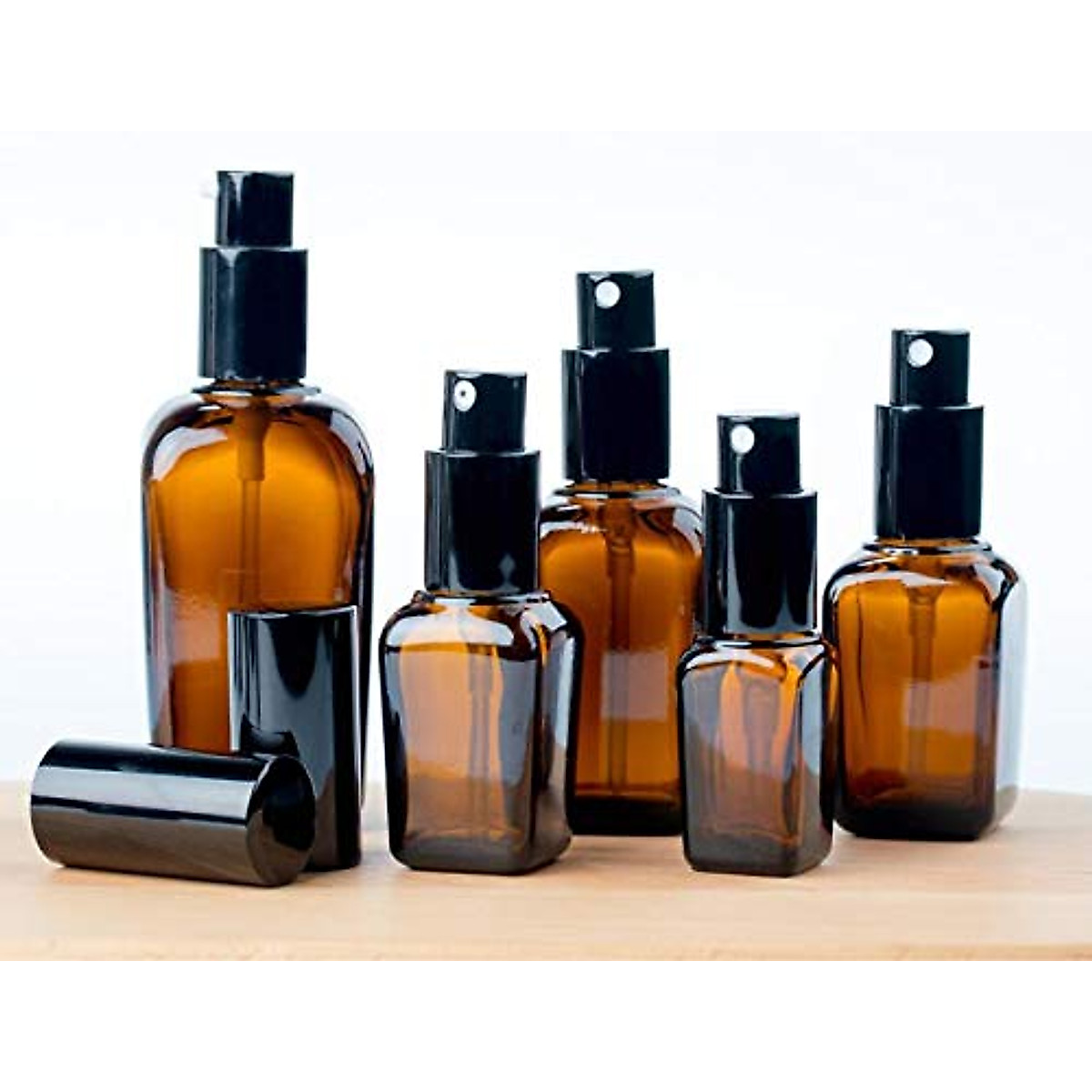 ericotry 3PCS 100ml Empty Refillable Square Amber Glass Cream Lotion Pump Bottles for Makeup Face Cream Facial Cleanser Toiletries Toner Liquid Travel Containers Emulsion Essential Oil Dispenser