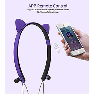 Bluetooth Headphones Neckband Cat-Ear Wireless Sport Earbuds, IPX5 Sweat and Water Resistant HiFi Stereo Ultra Comfort Fit for Gym Running Compatible with iOS Android (Purple)