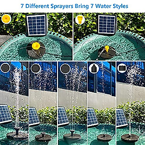 NVRGIUP 3W Solar Fountain Pump for Bird Bath, 2021 Latest Upgraded Pluggable Solar Garden Fountain With 7 Kinds of Sprayers, Perfect for Outdoors, Pool, Patio, Yard, Swimming Pool, Fish Tank and Pond
