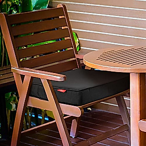 Pcinfuns Patio Chair Cushion 22 x 22 Inch Outdoor Seat Cushions for Patio Furniture Garden Sofa Couch Chair Pads with Adjustable Straps Set of 2, Black