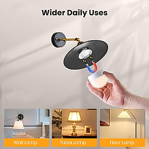 gernehop Rechargeable Light Bulbs with Remote Control, Battery Operated Light Bulb for Sconce and Lamp, 3 Color Temperature Dimmable E26 Wireless Detachable LED Charging Bulb,2 Pack