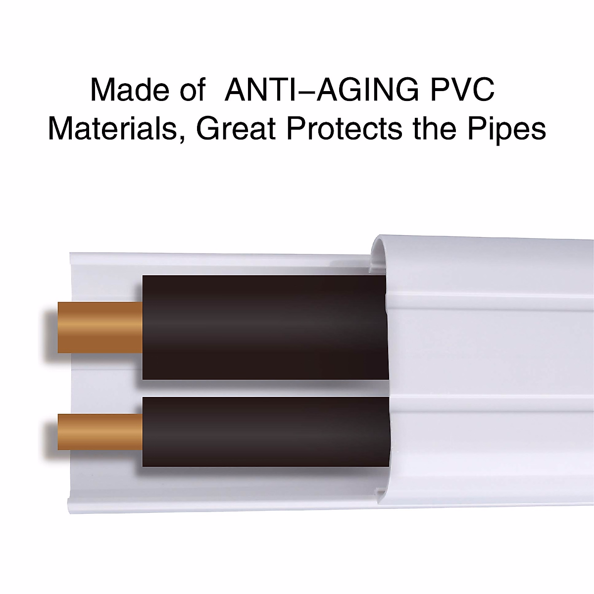 AC Parts 4" W 14Ft Decorative PVC Line Set Cover Kit for Mini Split Air Conditioners, HVAC Heat Pumps 7,000-36,000 BTU Units