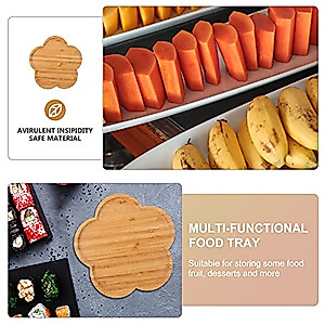 Hemoton Wood Serving Tray Flower Shaped Dessert Plate Food Tray Dinner Plate Serving Platter Appetizer Plates for Steak Fish Seafood Cooking Baking Yellow