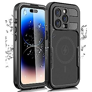 Ezanmull for iPhone 14 Pro Max Waterproof Case with Built-in Screen Protector Dustproof Shockproof Drop Proof Case, Rugged Full Body Underwater Protective Cover for iPhone 14 Pro Max 6.7" Black