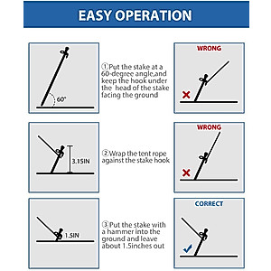 Linwnil Tent Stakes Camping Hammer Accessories Set, 12Pcs Heavy Duty 12in Tent Stakes, 1Pce Camping Hammer (Gray) Forged Steel Unbent Tent Pegs-Ideal Camping Stakes for Rocky/Hard Places