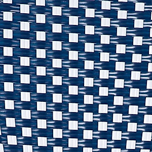 Flash Furniture Bordeaux Set of 2 Indoor/Outdoor Commercial Bistro Stack Chairs - Navy/White PE Rattan Back and Seat - Natural Bamboo Print Aluminum Frame