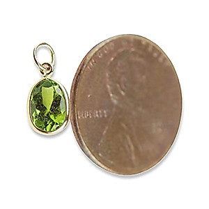 Green Tourmaline Charm 7x5 Oval Handmade in 14k Yellow Gold 0.85 Carats