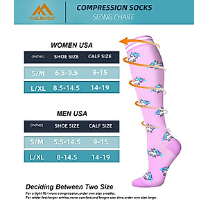 FuelMeFoot Compression Socks For Women Men Circulation - Graduated Support Knee High Socks For Nurses, Travel, Athletic