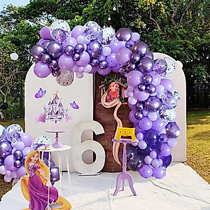 Purple Balloons Set, 60 Pieces 12 Inches Metallic Chrome Purple Balloons Lavender Lilac Balloons Dark Purple Confetti Balloons for Halloween Party Decorations Birthday Bridal Shower