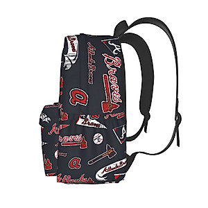 Annod Industries Atlanta Braves Baseball Backpack, Lightweight Casual School Backpacks Bags for Men Women Book Travel Hiking Camping Work, 16.9 Inch