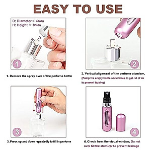 KAYZON Travel Mini Perfume Refillable Atomizer Container, Portable Perfume Scent Pump Case Fragrance Empty Spray Bottle for Traveling and Outgoing (3 Pack, 5ml) (3 Pcs)