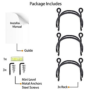 Wallniture Wrought Iron Wine Rack – Wall Mount Bottle Storage Organizer – Rustic Home Decor Set of 3