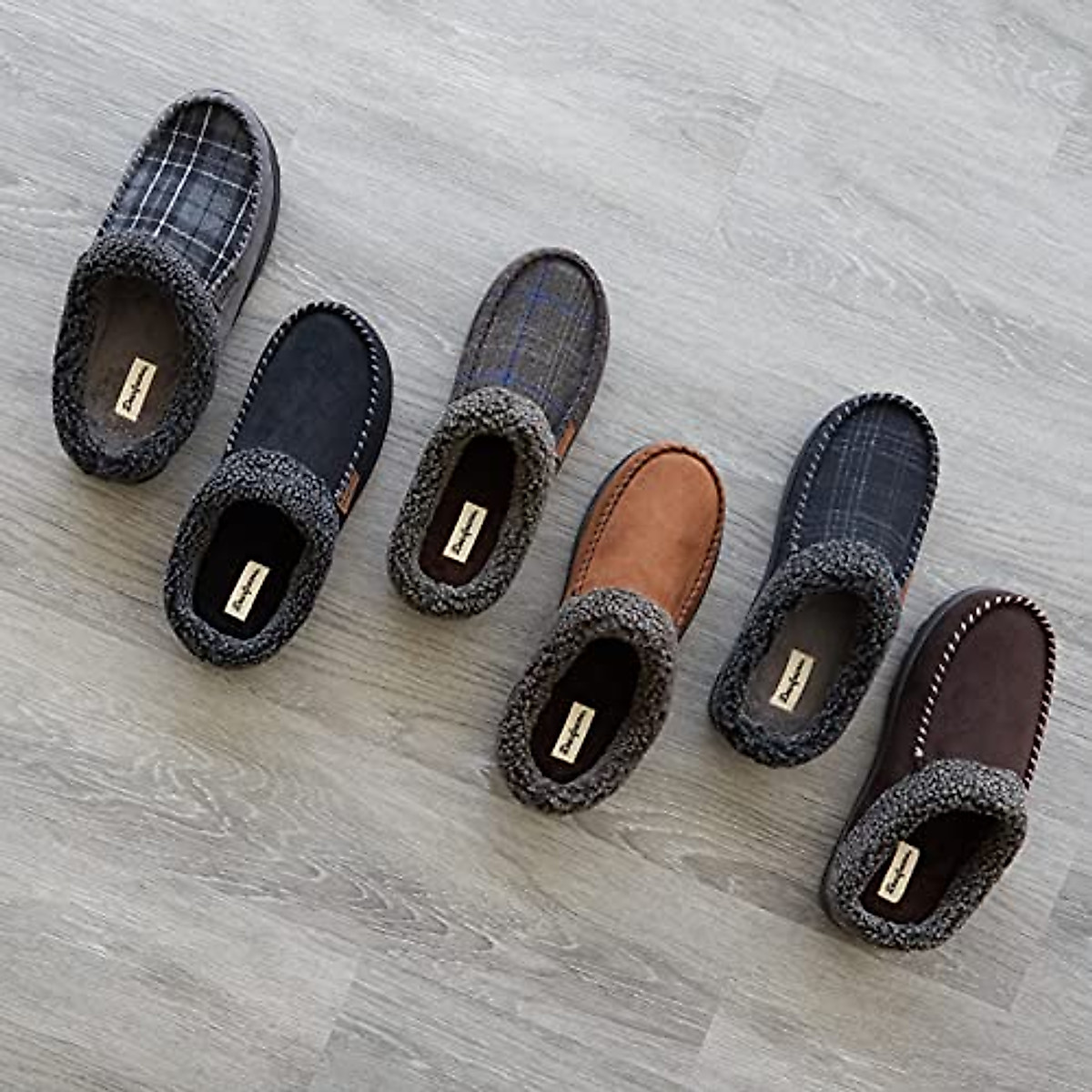 Dearfoams mens Brendan Memory Foam Clog Slipper, Black (Whipstitch), Large Medium US